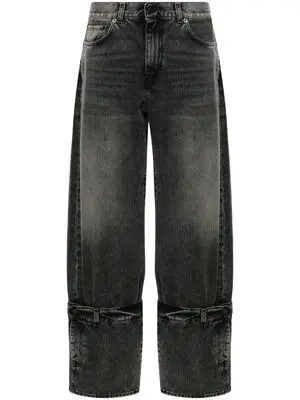 HAIKURE Cuff-detail Wide Leg Jeans