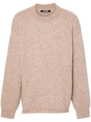 Jacquemus Intarsia-knit Logo Sweater - Neutrals