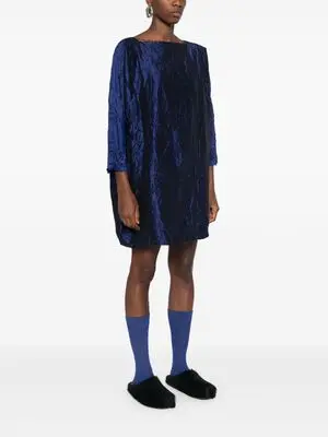 DANIELA GREGIS Crinkled Mini Dress - Blue