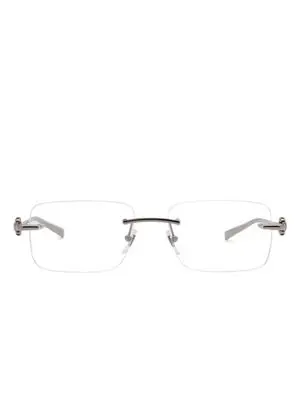 Gucci Logo-engraved Rimless Glasses - Silver