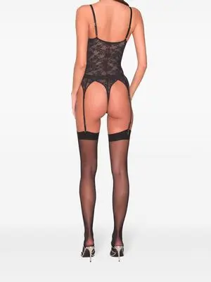 FLEUR DU MAL Stretch Lace Garter Belt - Black