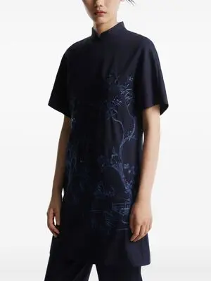 Shanghai Tang Sequin-embellished Embroidered Tunic Dress