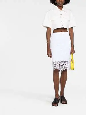 Burberry Lace Midi Skirt - White