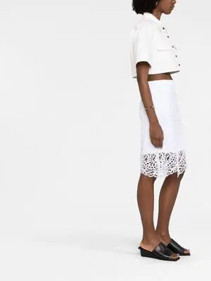 Burberry Lace Midi Skirt - White