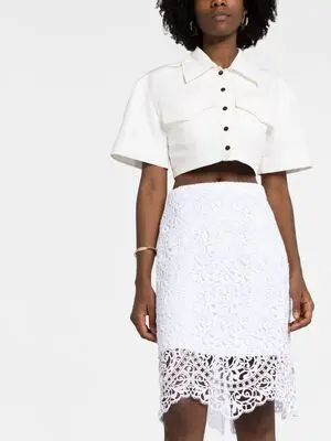 Burberry Lace Midi Skirt - White