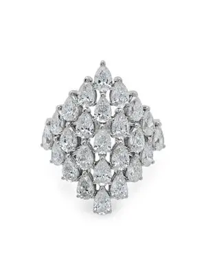 JEWELS AFICIONADO 18kt White Gold Diamond Shield Ring - Silver