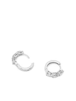 JEWELS AFICIONADO 18kt White Gold Diamond Huggie Earrings - Silver