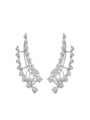 JEWELS AFICIONADO 18kt White Gold Diamond Ear Cuffs - Silver