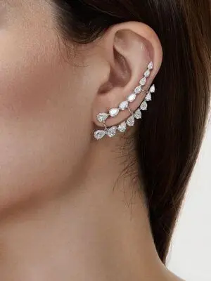 JEWELS AFICIONADO 18kt White Gold Diamond Ear Cuffs