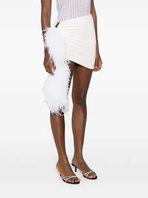LOULOU Feather-trim Mini Skirt