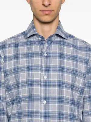 BARBA NAPOLI Checked Shirt - Blue