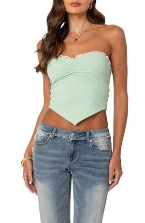 EDIKTED Ruched Strapless Top