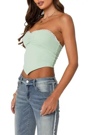 EDIKTED Ruched Strapless Top