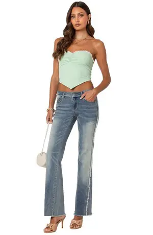 EDIKTED Ruched Strapless Top