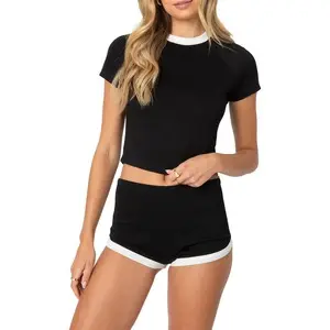 EDIKTED Elana Crop Ringer T-shirt