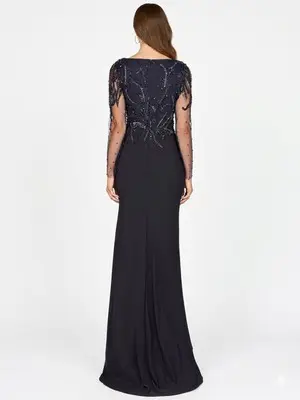 LARA NEW YORK Embellished Long Sleeve Gown