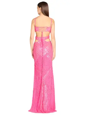 LARA NEW YORK Bel & Genesis Halterneck Gown - Hotpink