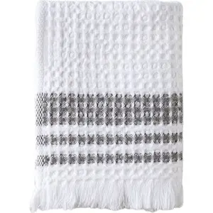MUNGO Organic Belgian Waffle Hand Towels Set Of 2 - Ash