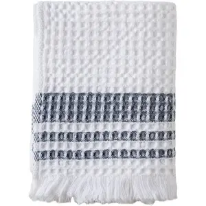MUNGO Organic Belgian Waffle Hand Towels Set Of 2 - Ink