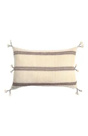 NIMMIT Understreke Handwoven Pillowcover Only - Natural/black