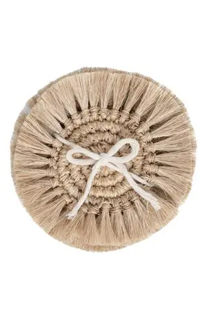 TALLO DE OLIVO Fique Fringe Coasters Set Of 4 - Natural