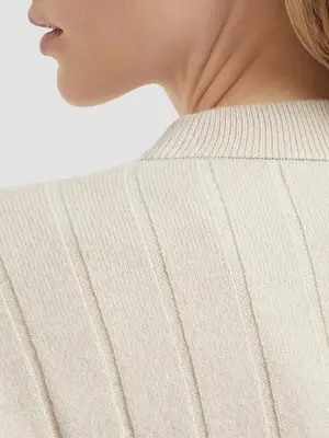 Brunello Cucinelli Cashmere Flat Rib Sweater With Monili
