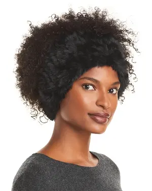 Surell Rex Rabbit Faux Fur Knit Headband Black