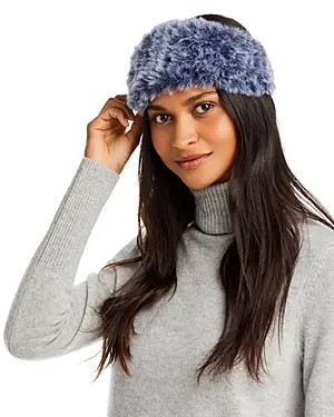 Surell Rex Rabbit Faux Fur Knit Headband Navy Frost