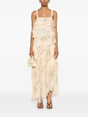 Camilla Lace-trim Asymmetric Midi Dress