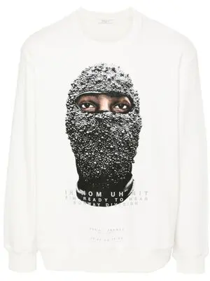 IH NOM UH NIT Black Mask Print Sweatshirt - White