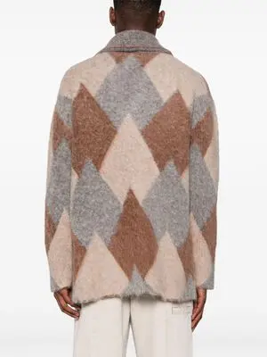 LANEUS Checked Cardigan