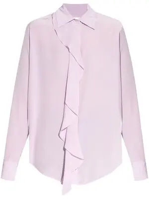 Victoria Beckham Ruffled Silk Blouse - Purple