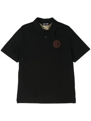 Just Cavalli Logo-embroidered Polo Shirt - Black