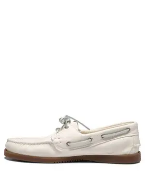Paraboot Barth Leather Boat Shoes - White