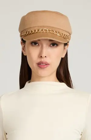 Eugenia Kim Marina Chain Trim Cap - Camel