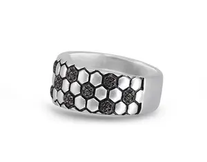 LUVMYJEWELRY Hexagonal Cluster Diamond Ring In Sterling