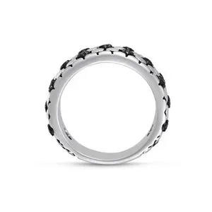 LUVMYJEWELRY Hexagonal Cluster Diamond Ring In Sterling