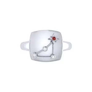 LUVMYJEWELRY Capricorn Garnet And Diamond Signet Ring