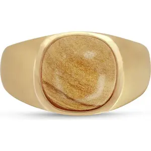 LUVMYJEWELRY Wood Jasper Sterling Silver Signet Ring - 14kt Gold Vermeil On Sterling