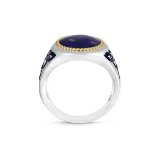 LUVMYJEWELRY Lapis Lazuli Signet Ring In Sterling Silver With Enamel