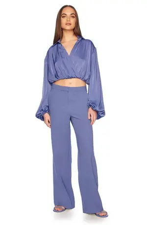 Susana Monaco Pebble Weave Wide Leg Pants