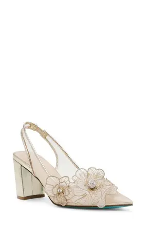 Embellished Floral Slingback Pumps