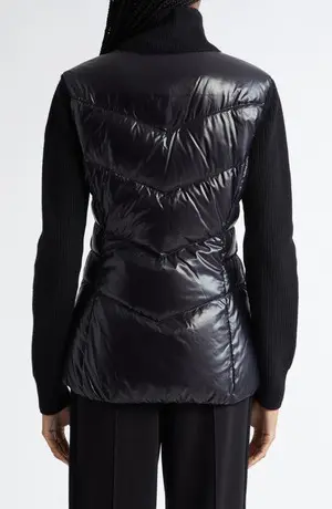 Moncler Quilted Down And Knit Cardigan