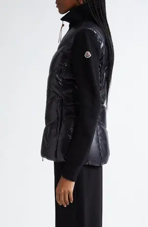 Moncler Quilted Down And Knit Cardigan