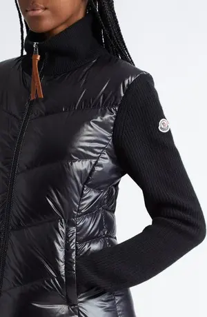 Moncler Quilted Down And Knit Cardigan