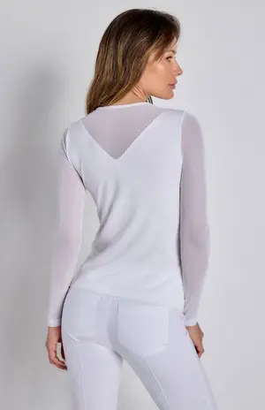 Anatomie Kim Mesh-sleeve Top - White