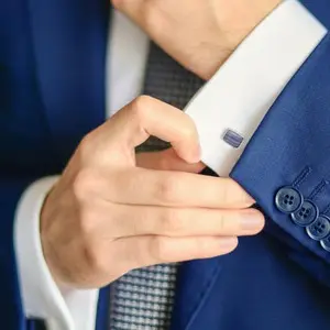 LUVMYJEWELRY Blue Lace Agate Sterling Cufflinks