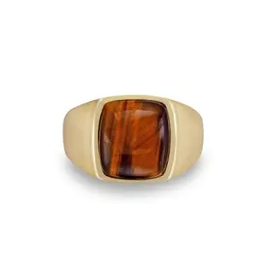 LUVMYJEWELRY Sterling Silver Signet Ring - 14kt Gold Vermeil On Sterling