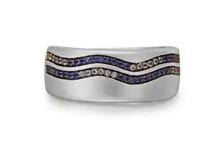 LUVMYJEWELRY Blue Sapphire & Topaz Band Ring In Sterling - Silver