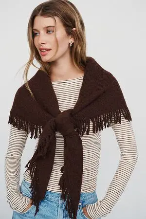 Anthropologie Shay Triangle Frge Scarf Wrap - Brown